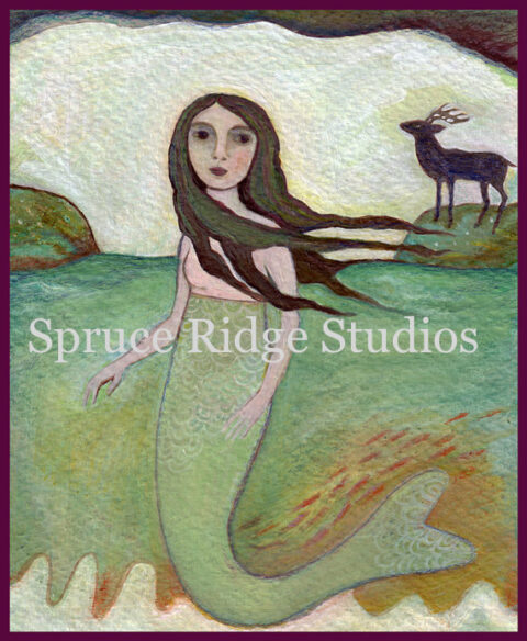 Mermaid and Deer (25″ x 31″) | Spruce Ridge Studios